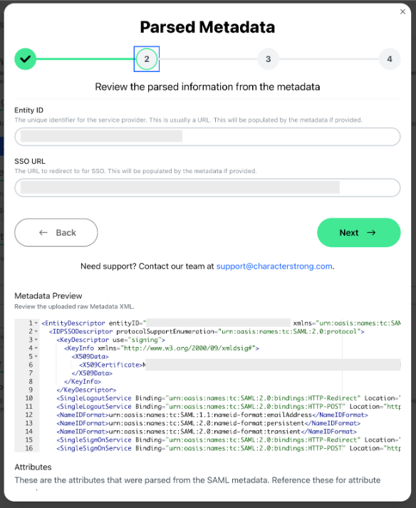 Configuring SSO for CharacterStrong Authentication